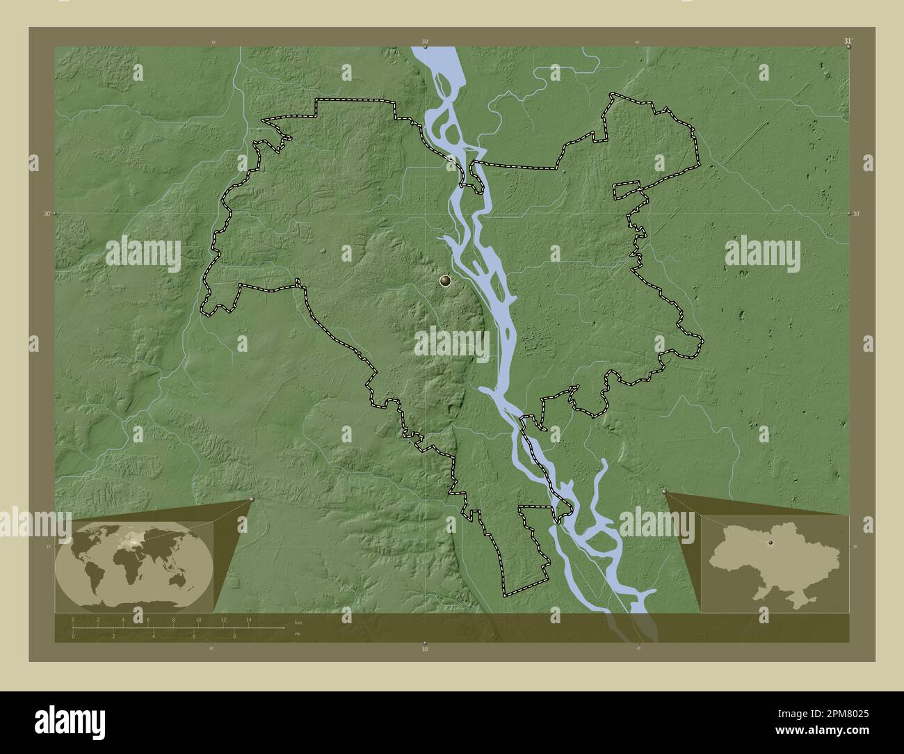 Kiev City, independent city of Ukraine. Elevation map colored in wiki ...