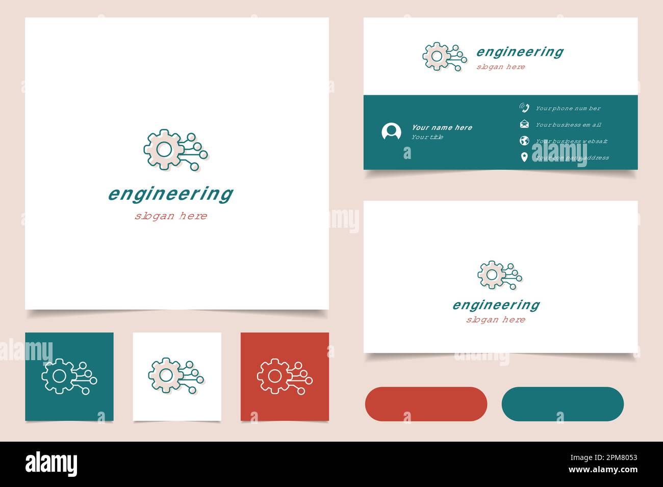 Engineering logo design with editable slogan. Branding book and ...