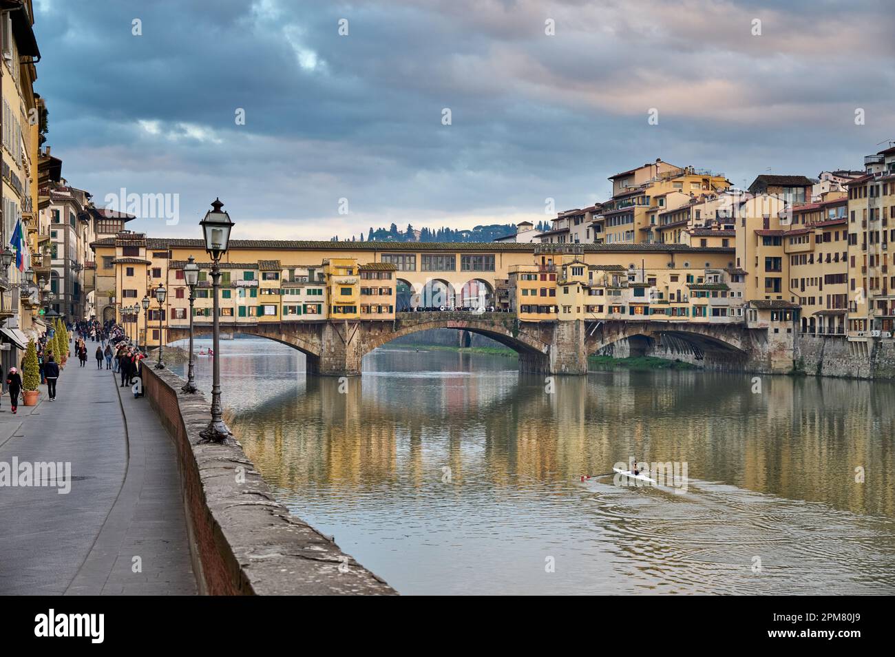 medieval brigde Ponte Vecchio over Arno river, Florence, Tuscany, Italy ...