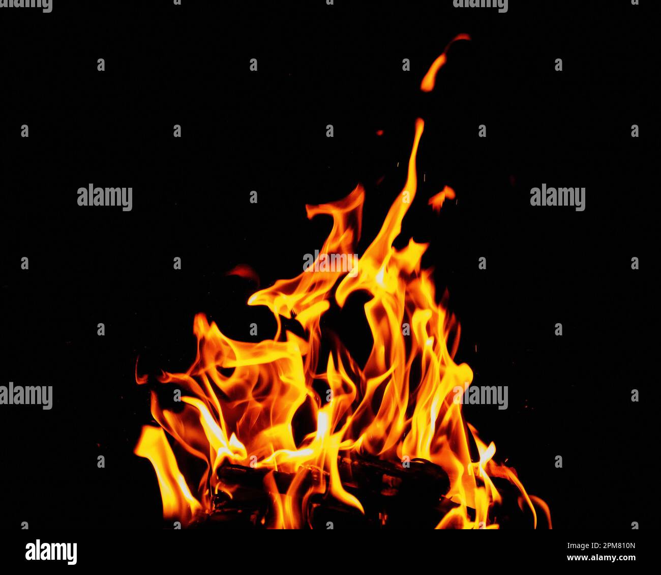 burning hot fireplace. high flames background. cooking on open fire ...