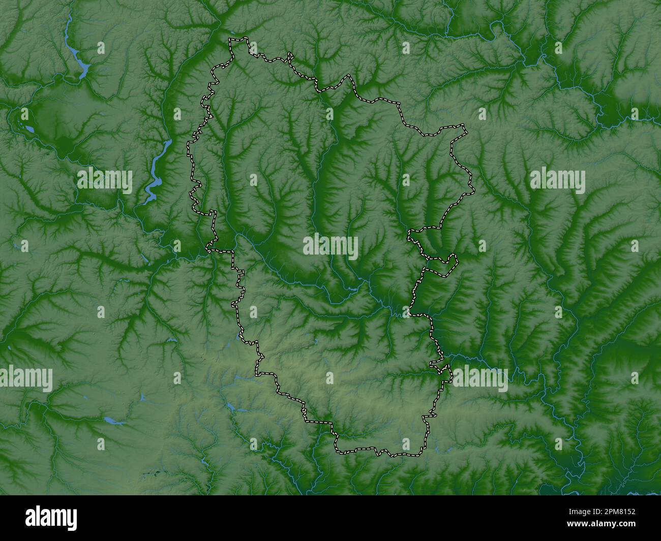 Luhans'k, region of Ukraine. Colored elevation map with lakes and ...