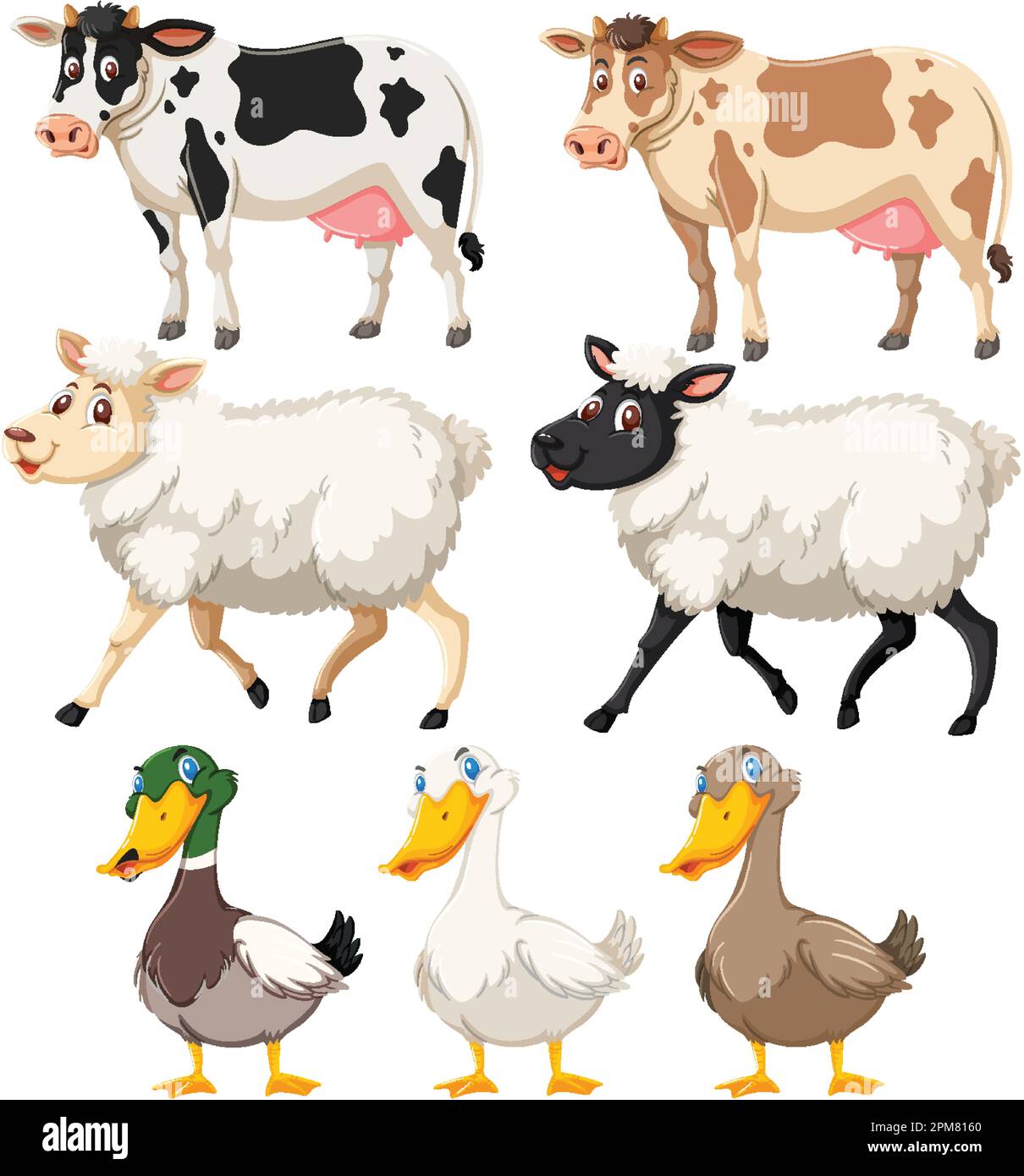 Set of cute animals cartoon character illustration Stock Vector Image ...