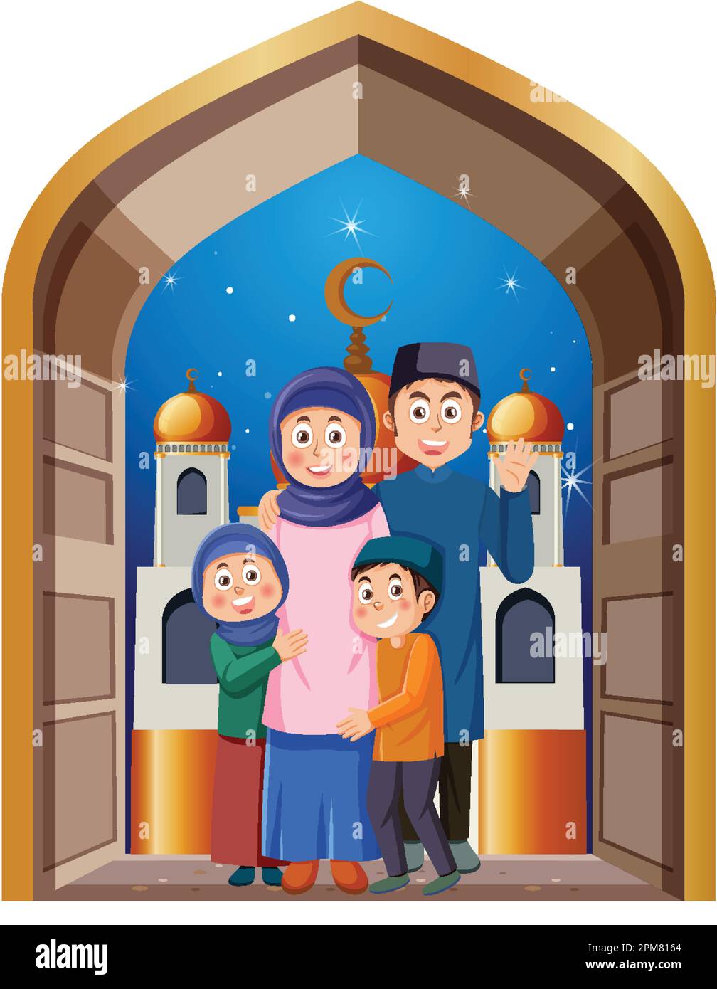 Muslim Family Cartoon Characters Set illustration Stock Vector Image ...