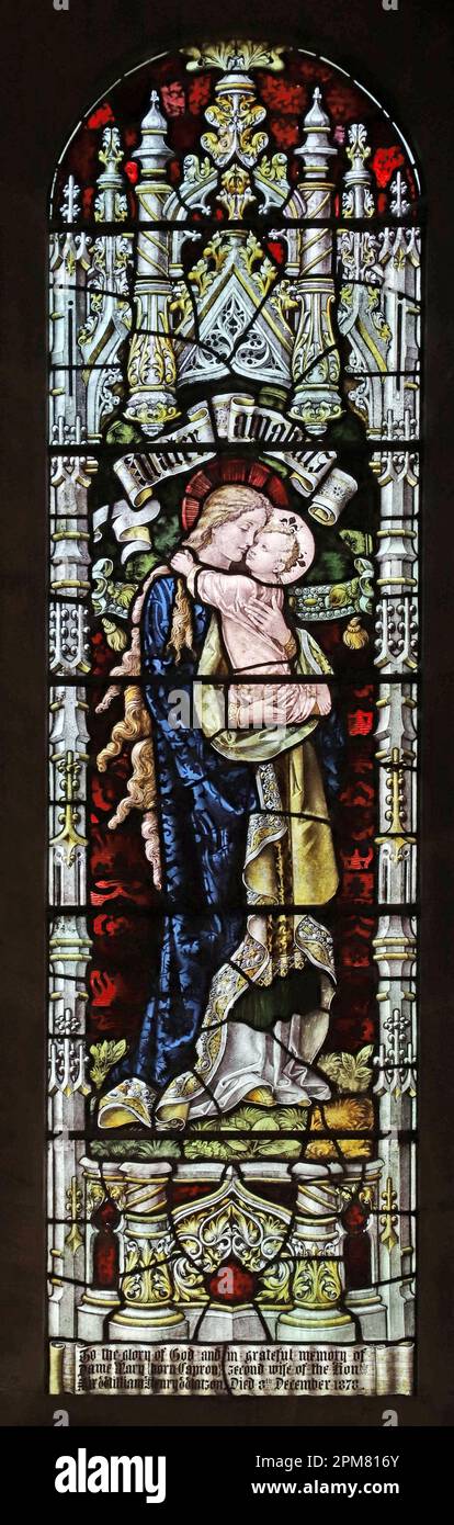 Stained glass window by Percy Bacon & Brothers depicting motherly love ...