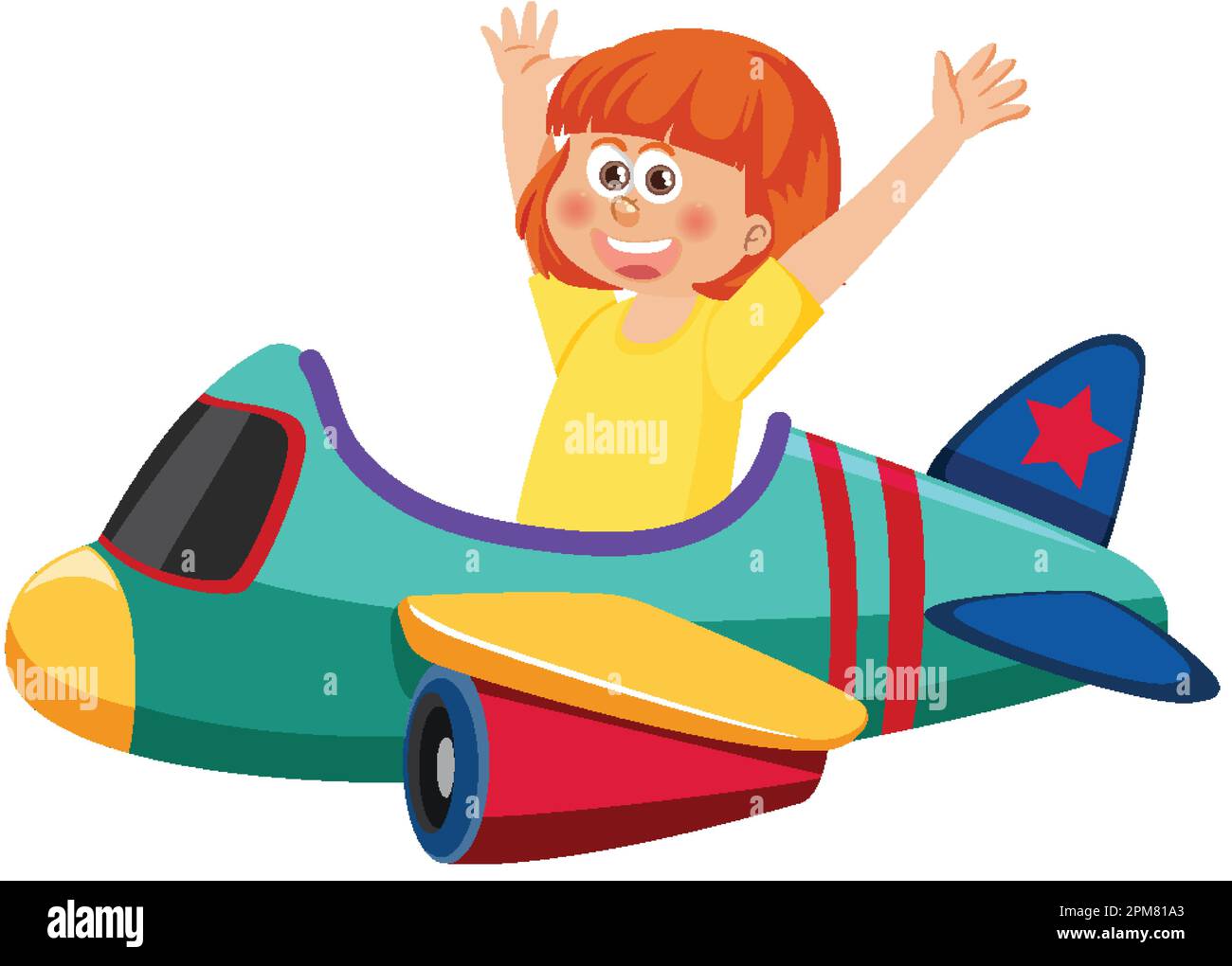 A girl riding toy airplane illustration Stock Vector Image & Art - Alamy