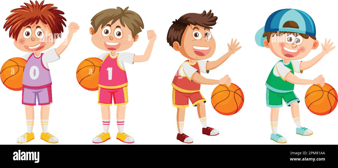 Many Boys Playing Basketball Vector illustration Stock Vector Image ...