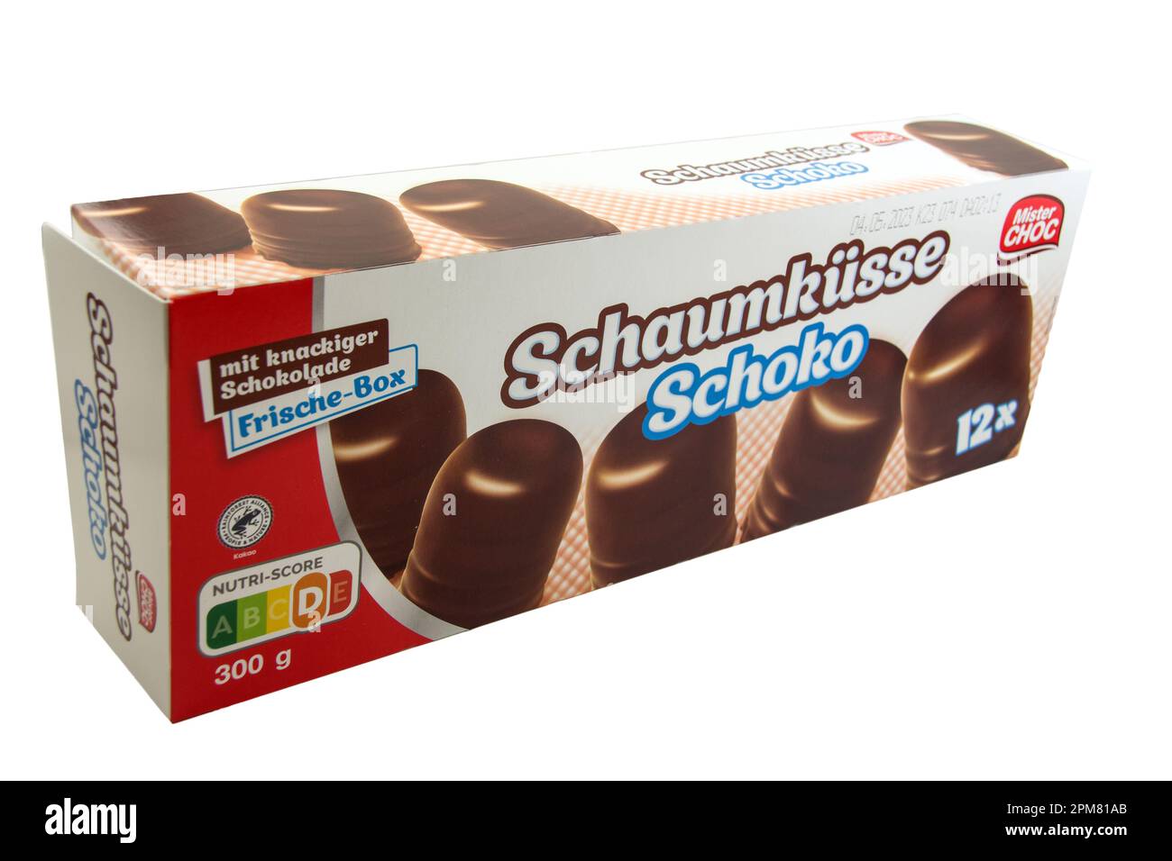 Mister Choc Schaumküsse mit Nutri Score und Verpackung auf weissem ...