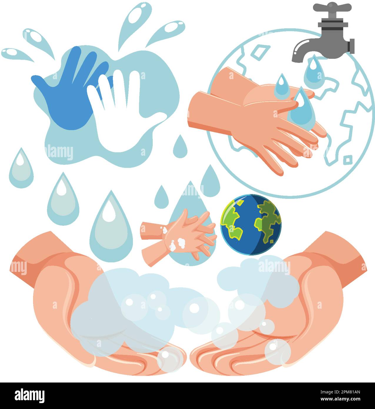 Set of hand washing and sanitization illustration Stock Vector Image ...