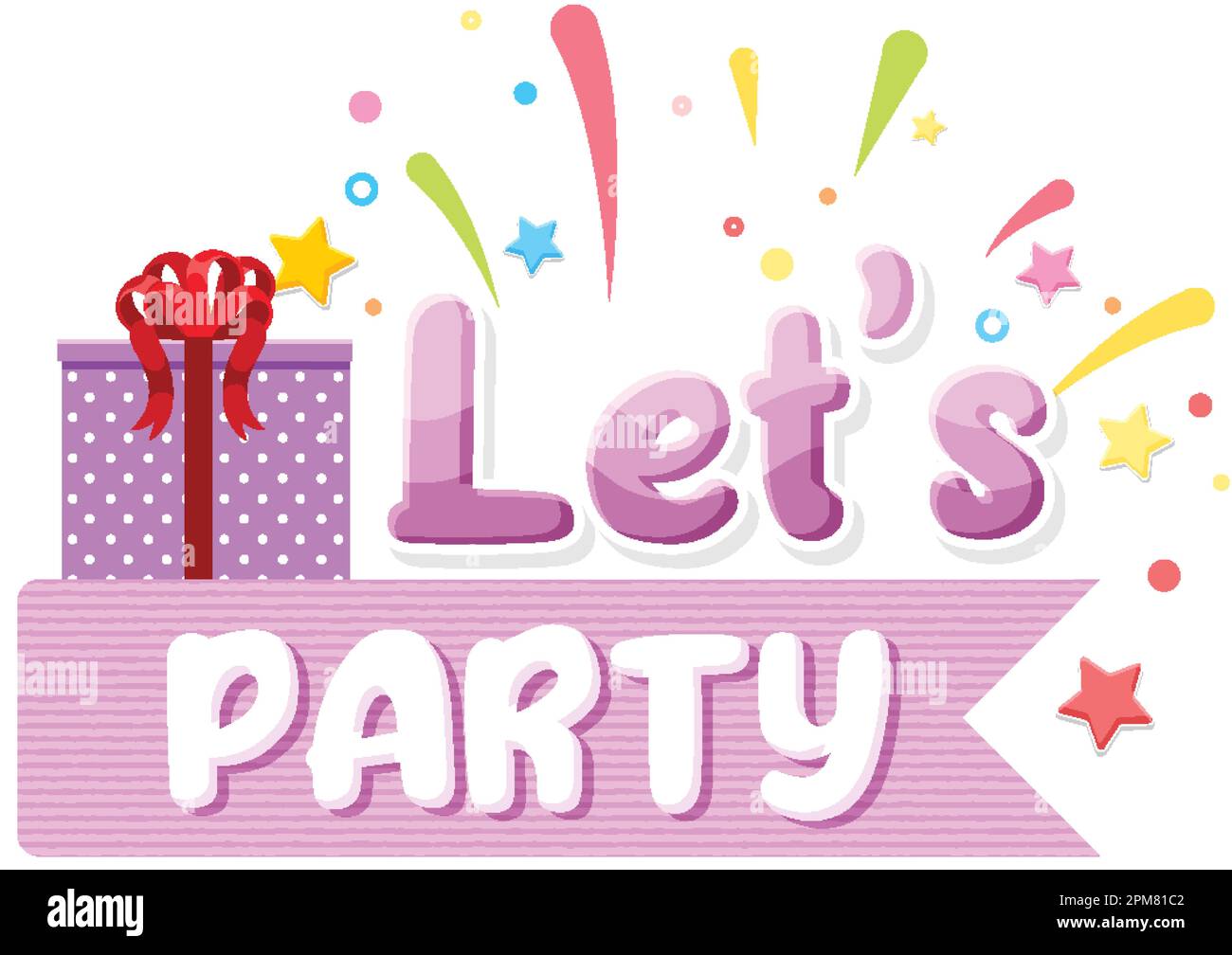 Lets party message for banner or poster design illustration Stock ...