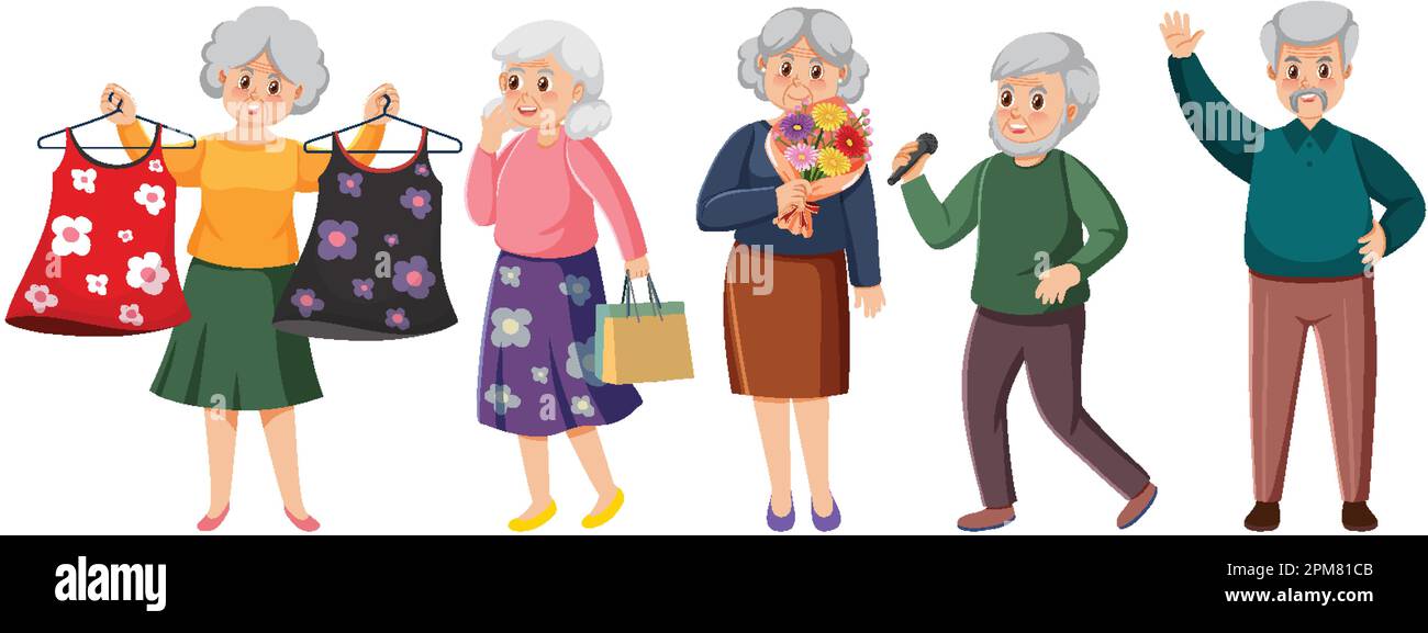 Set of old people characters illustration Stock Vector Image & Art - Alamy