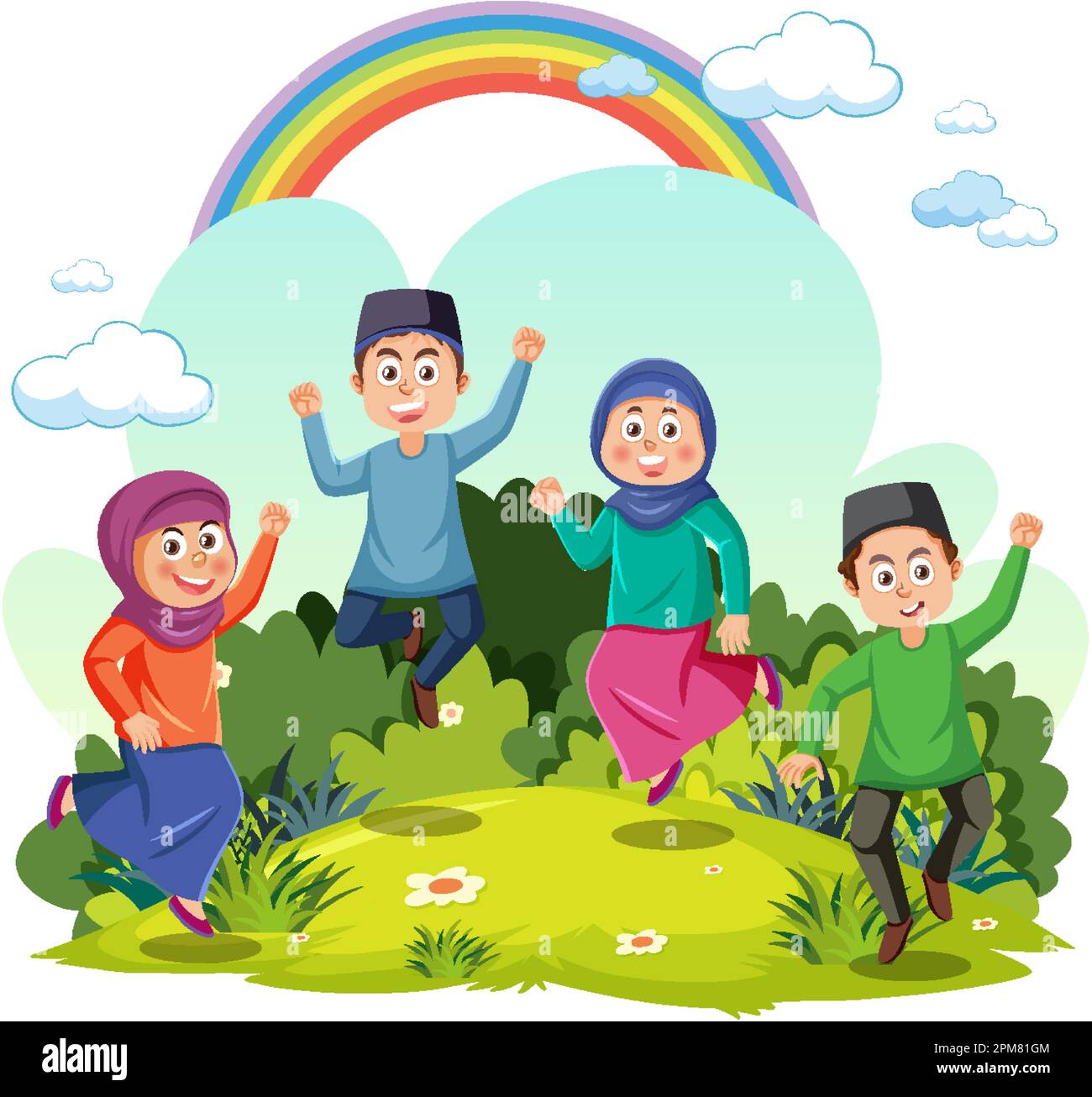 Muslim cartoon characters vector illustration Stock Vector Image & Art ...