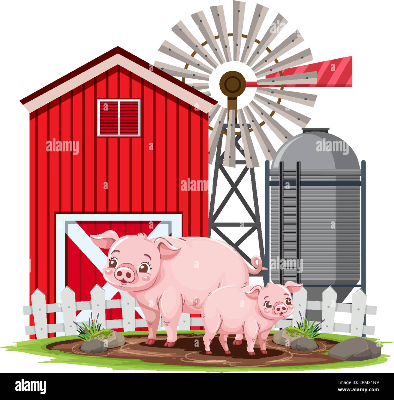 Adorable Pigs in the Farm illustration Stock Vector Image & Art - Alamy