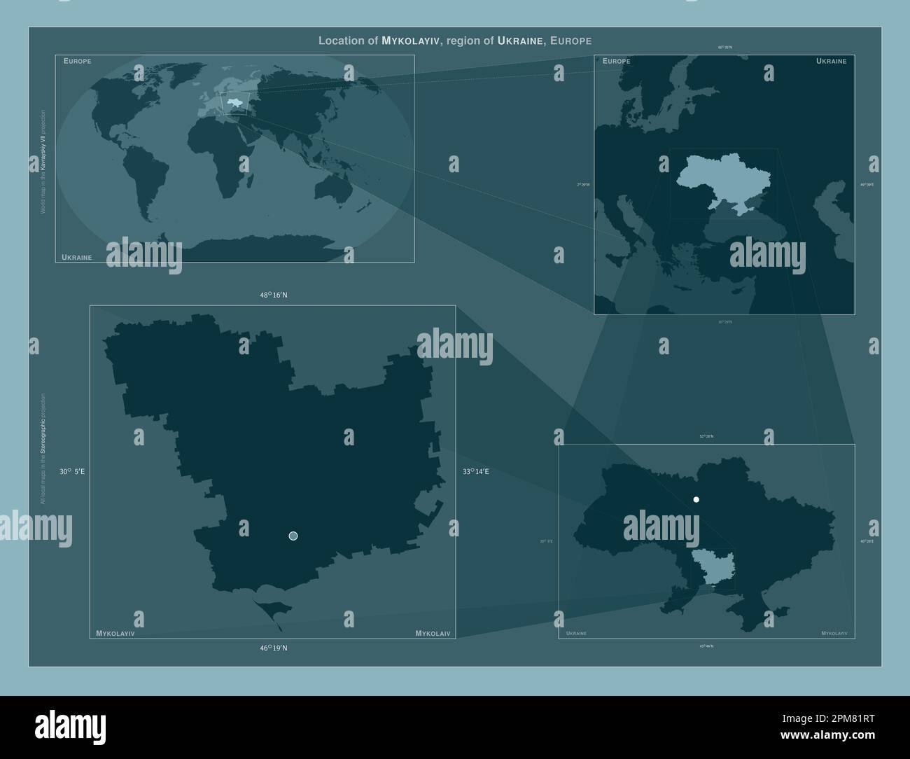 Mykolayiv, region of Ukraine. Diagram showing the location of the ...