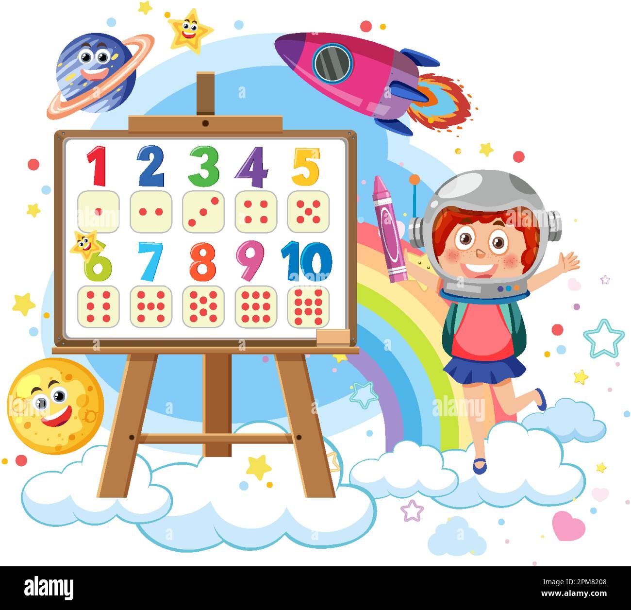 Girl with Number and Dice illustration Stock Vector Image & Art - Alamy