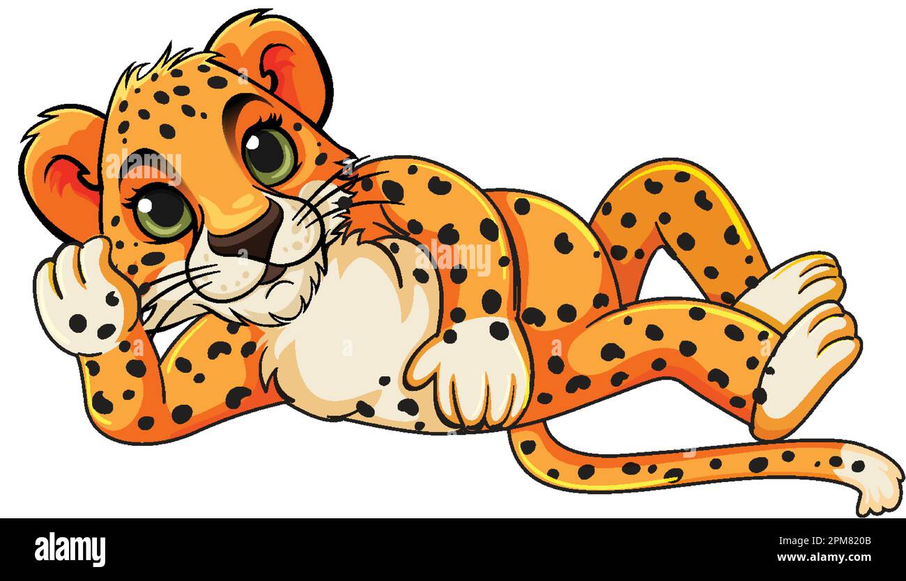 Cute Baby Cheetah Lying Cartoon Character illustration Stock Vector ...