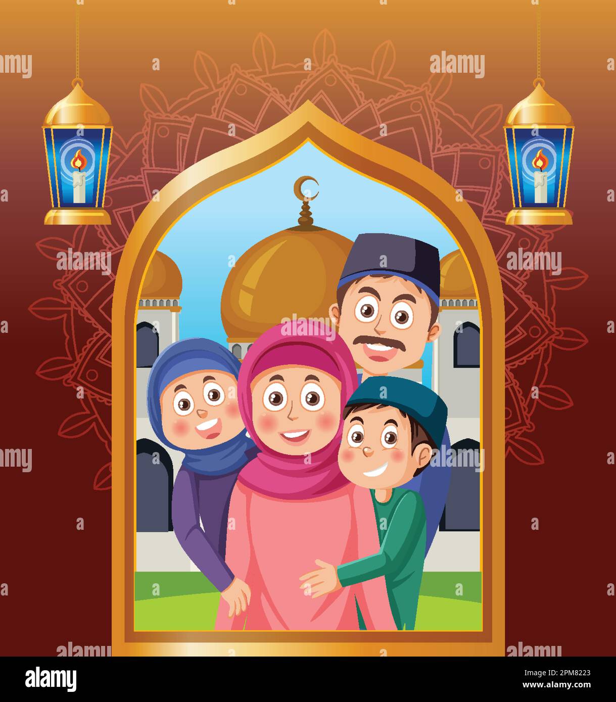 Muslim Family Cartoon Characters Set illustration Stock Vector Image ...