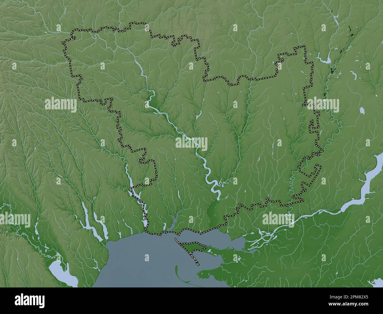 Mykolayiv, region of Ukraine. Elevation map colored in wiki style with ...
