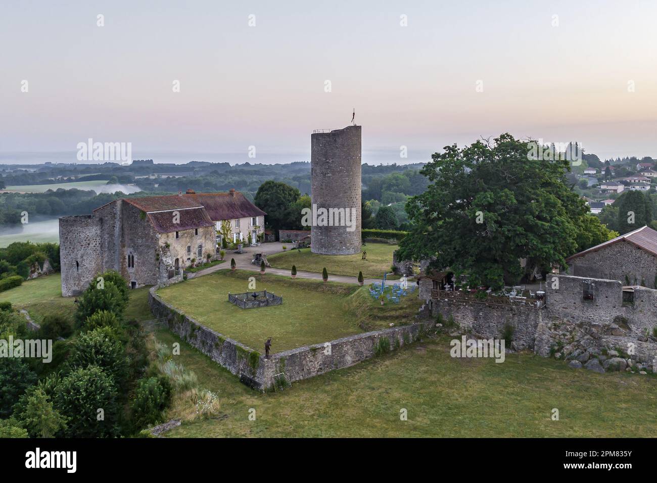 France, Haute-Vienne (87), Châlus, Castle of Châlus, (aerial view Stock ...