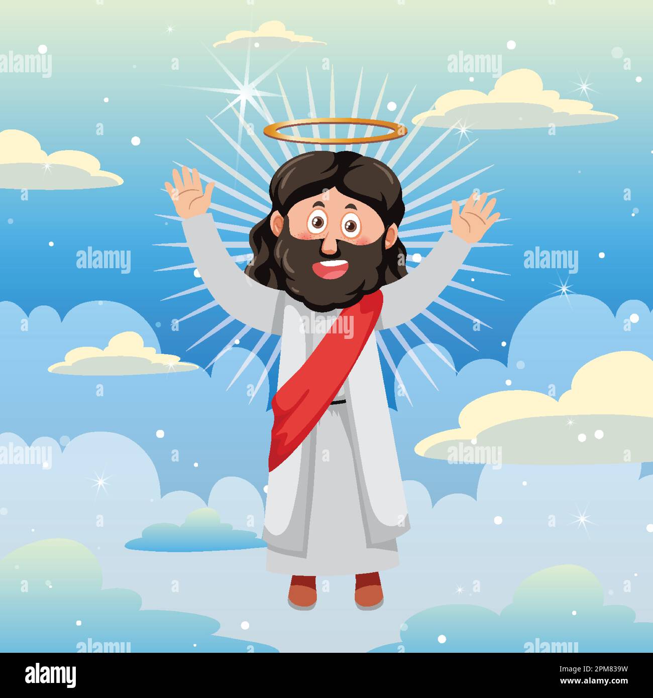 Jesus Christ cartoon character on the sky illustration Stock Vector ...