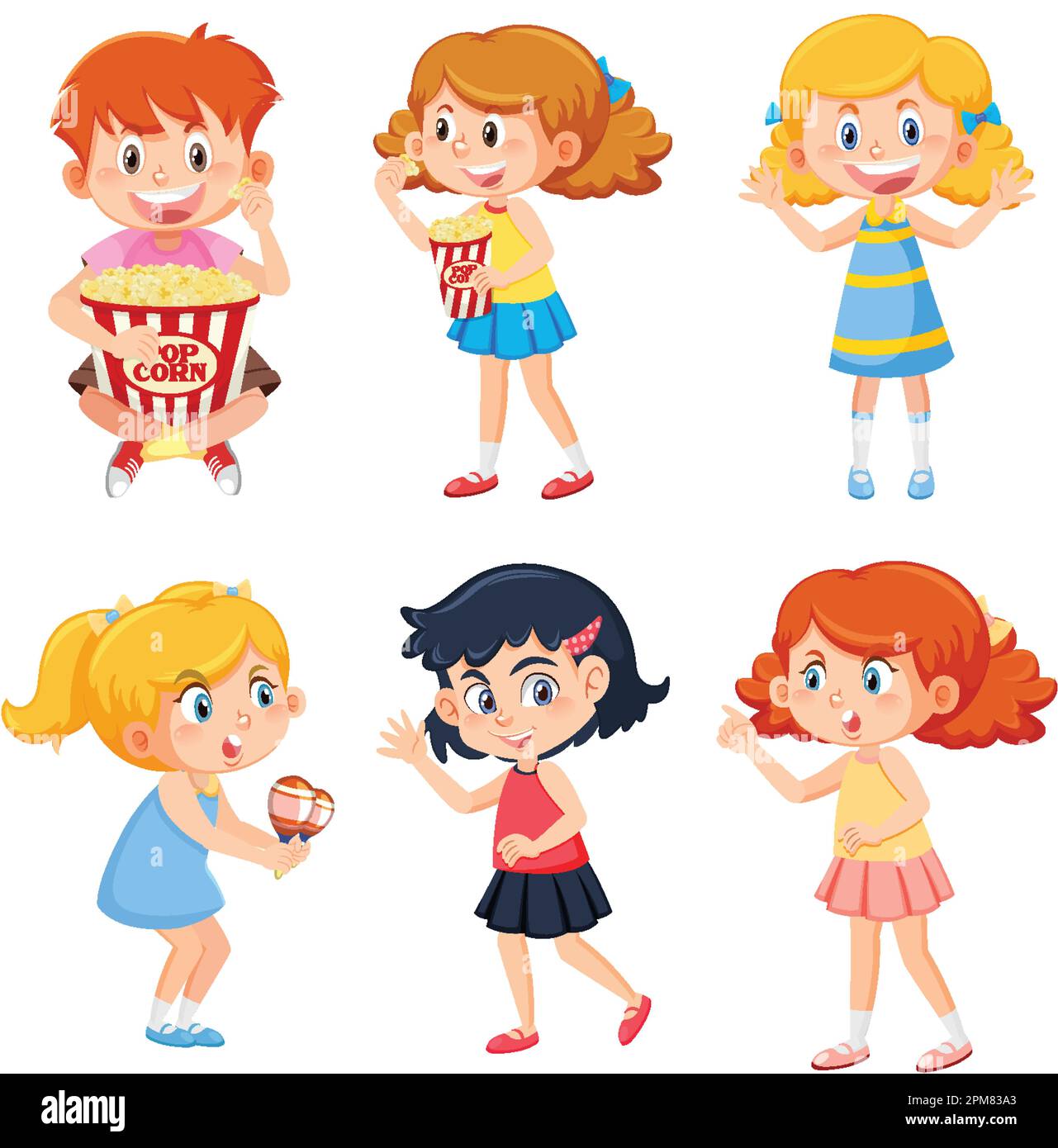 Set of cute children cartoon character illustration Stock Vector Image ...