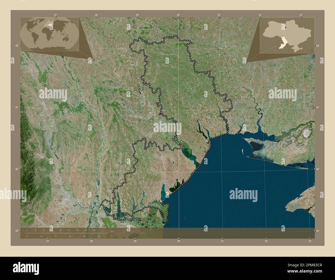 Odessa, region of Ukraine. High resolution satellite map. Corner ...
