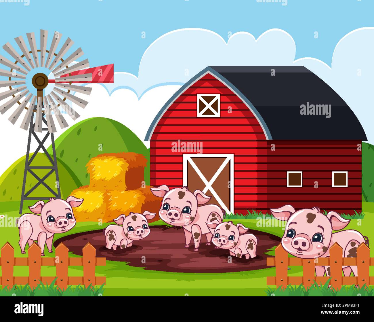 Adorable Pigs in the Farm illustration Stock Vector Image & Art - Alamy