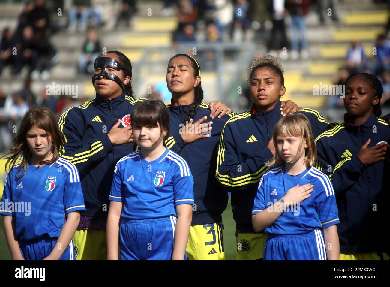 ROME, Italy - 11.04.2023: Colombia team during anthem before friendly ...