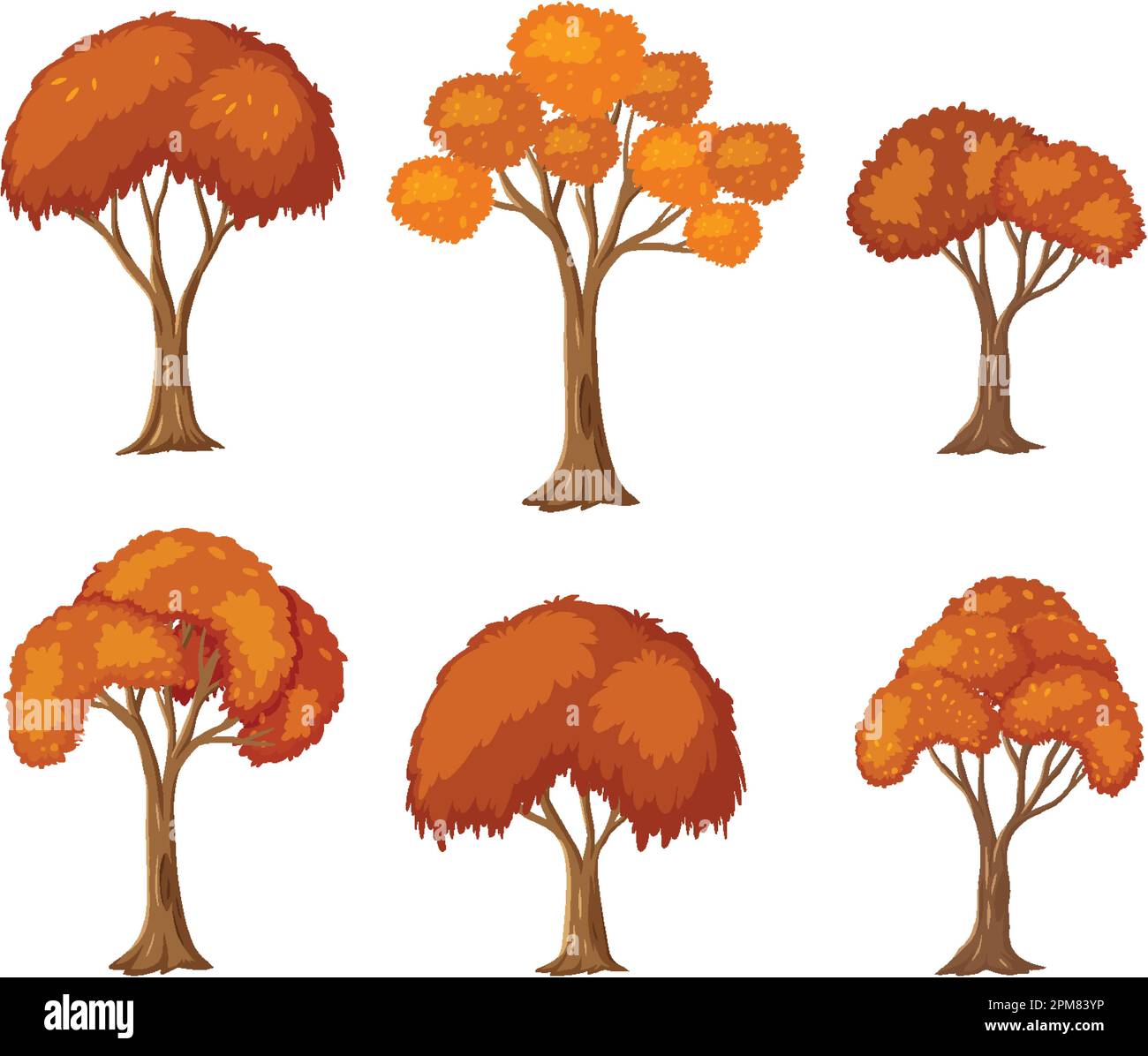 Set of autumn tree cartoon illustration Stock Vector Image & Art - Alamy