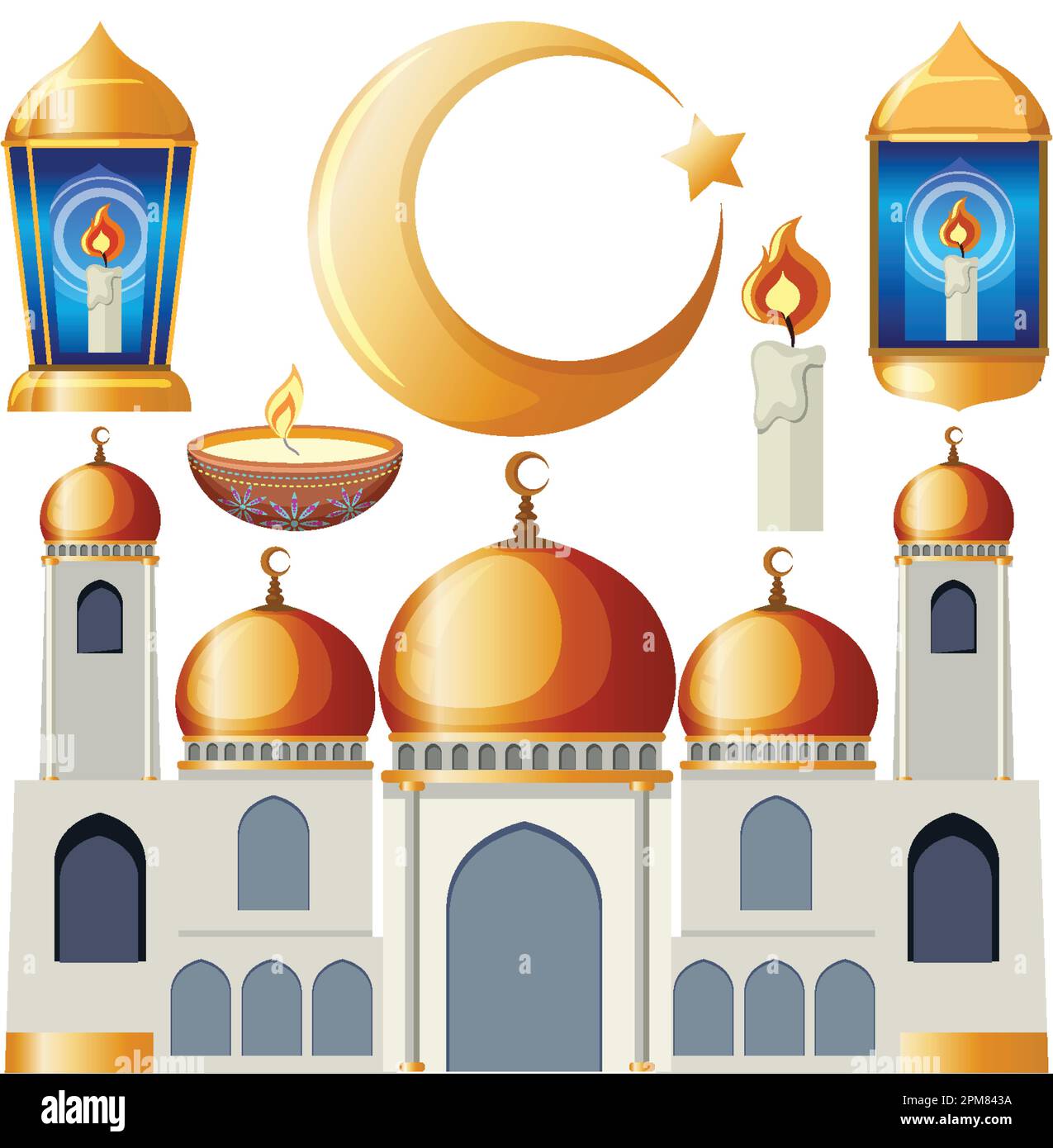 Mosque Domes and Crescent Moons Vector illustration Stock Vector Image ...