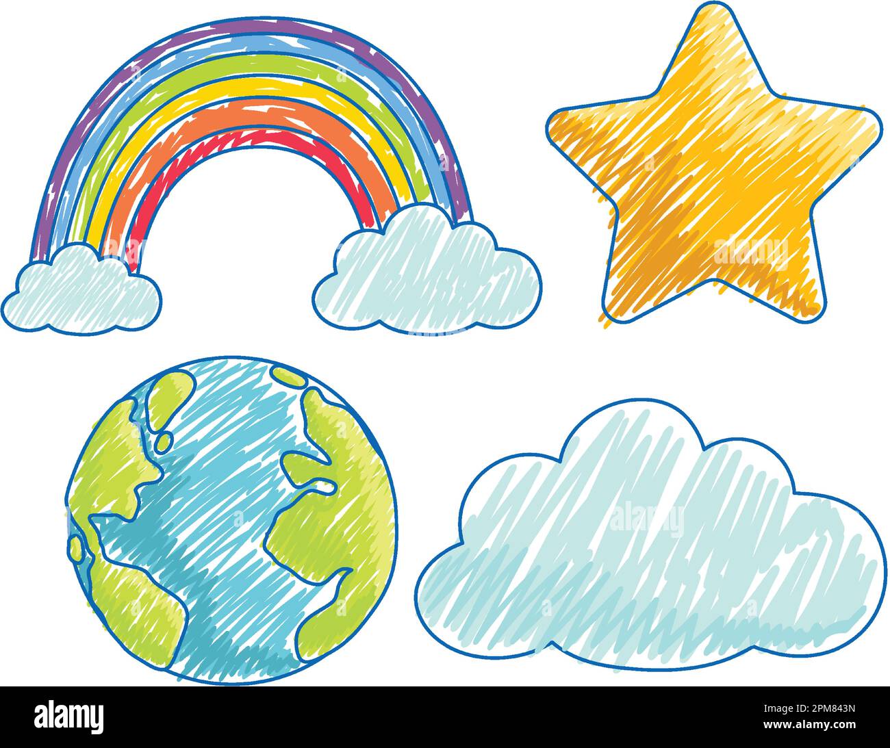 Weather icons in Pencil Colour Sketch Simple Style illustration Stock ...