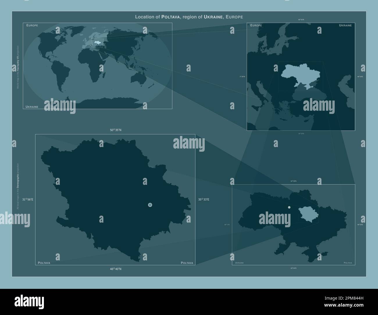 Poltava, region of Ukraine. Diagram showing the location of the region ...