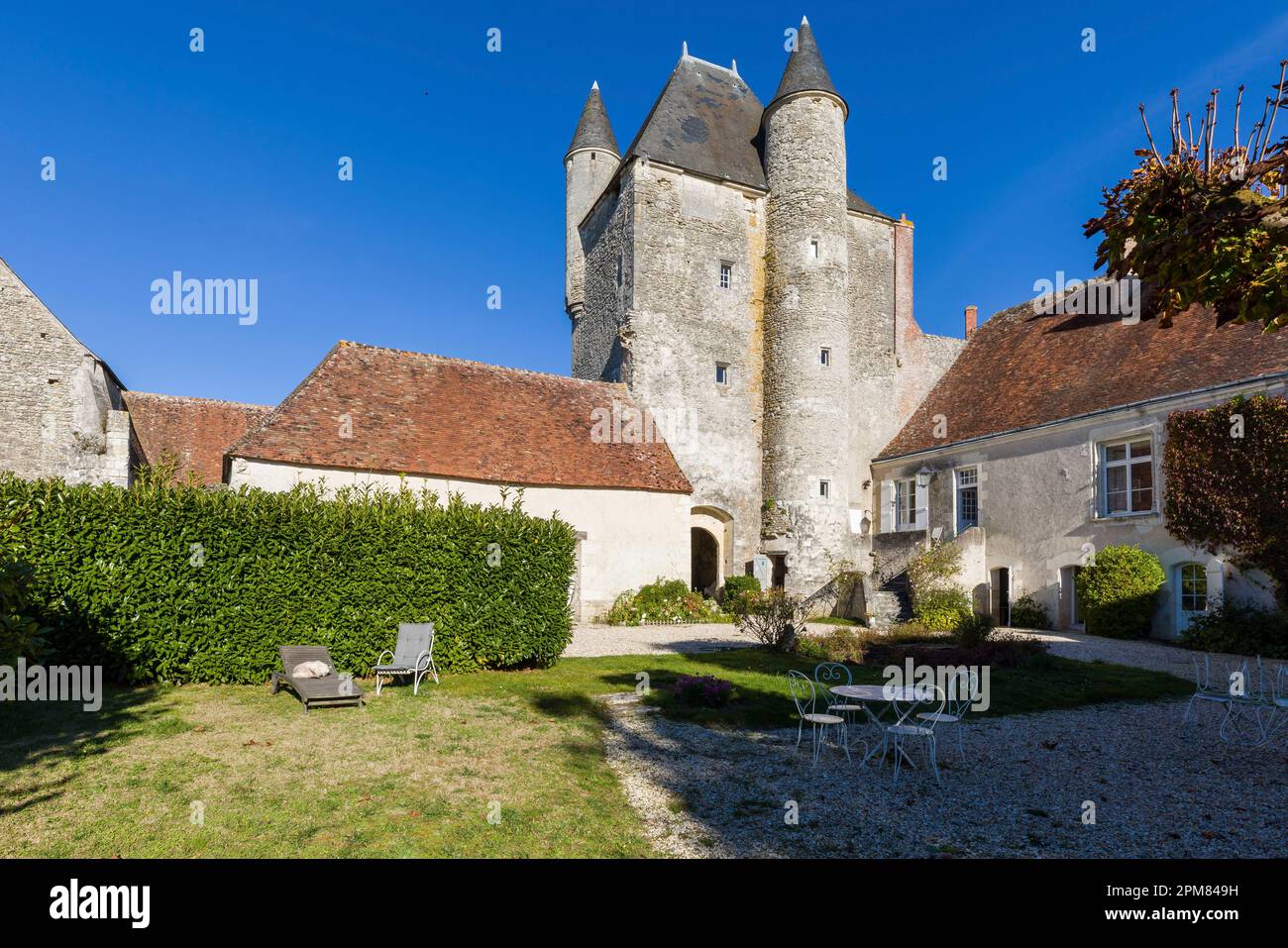 France, Indre et Loire, Bridoré castle (15th century), the keep and the ...
