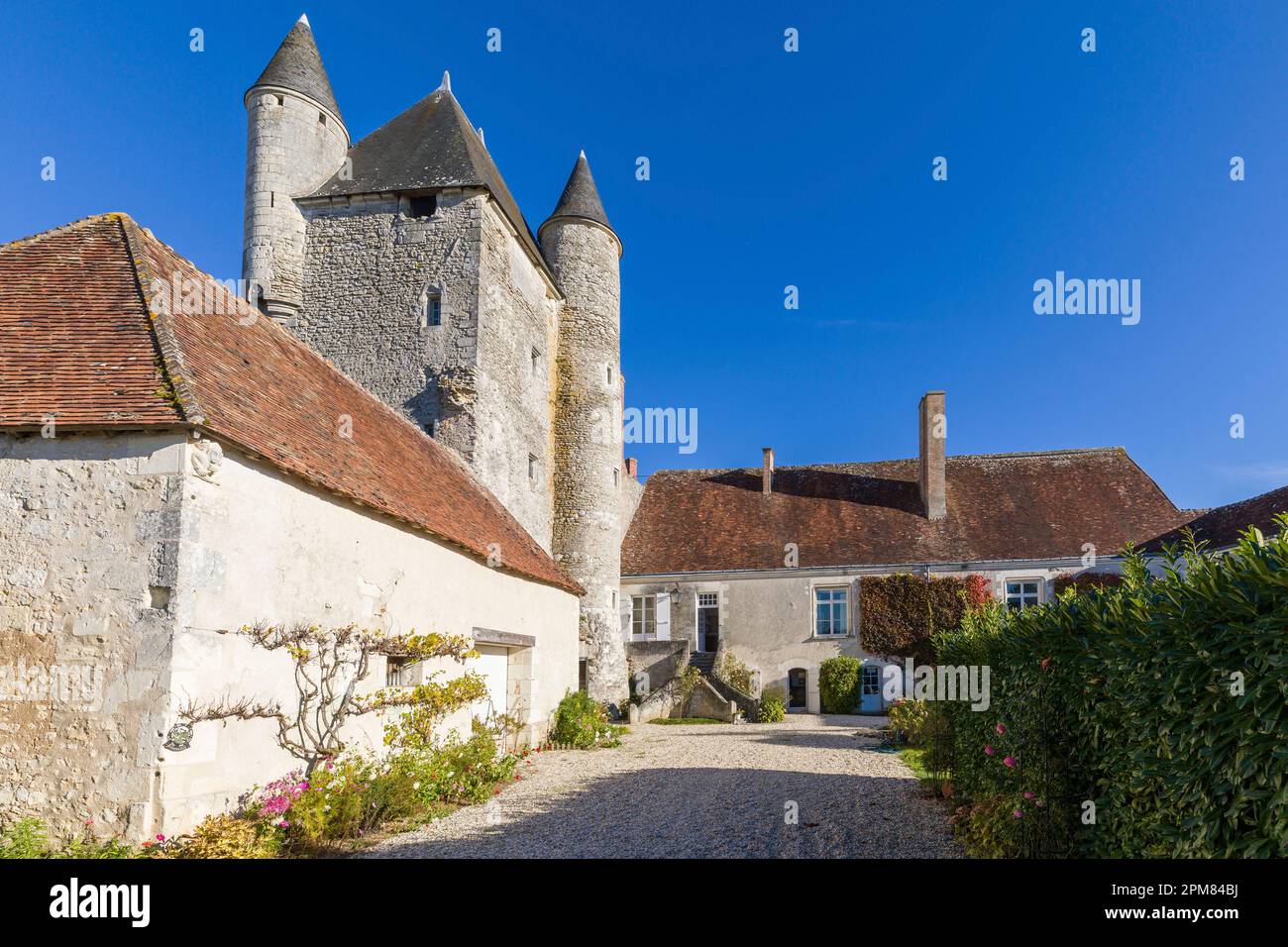 France, Indre et Loire, Bridoré castle (15th century), the keep and the ...
