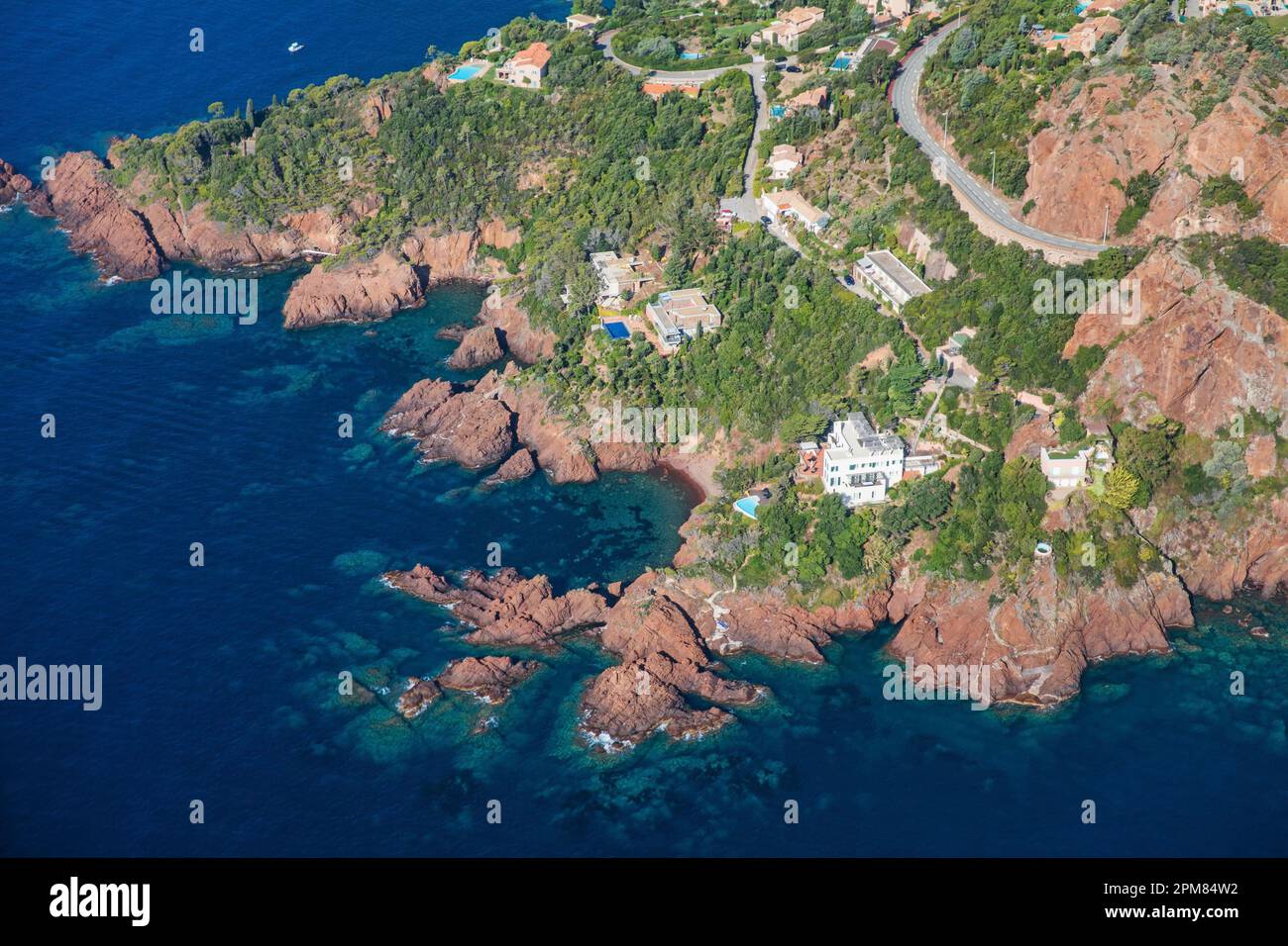 France, Var, coast of the town of Saint Raphaël, Esterel massif, Le ...