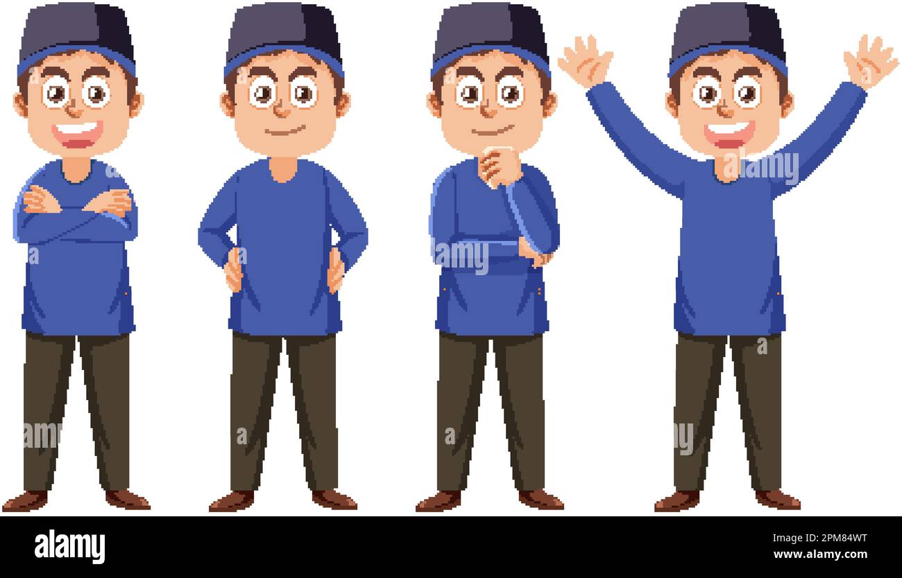 Muslim Man Cartoon Character Collection illustration Stock Vector Image ...