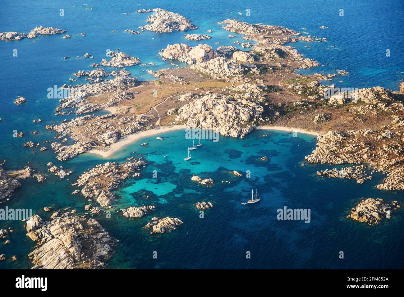 France, Corse du Sud, Bonifacio, Lavezzi Islands Nature Reserve (aerial ...