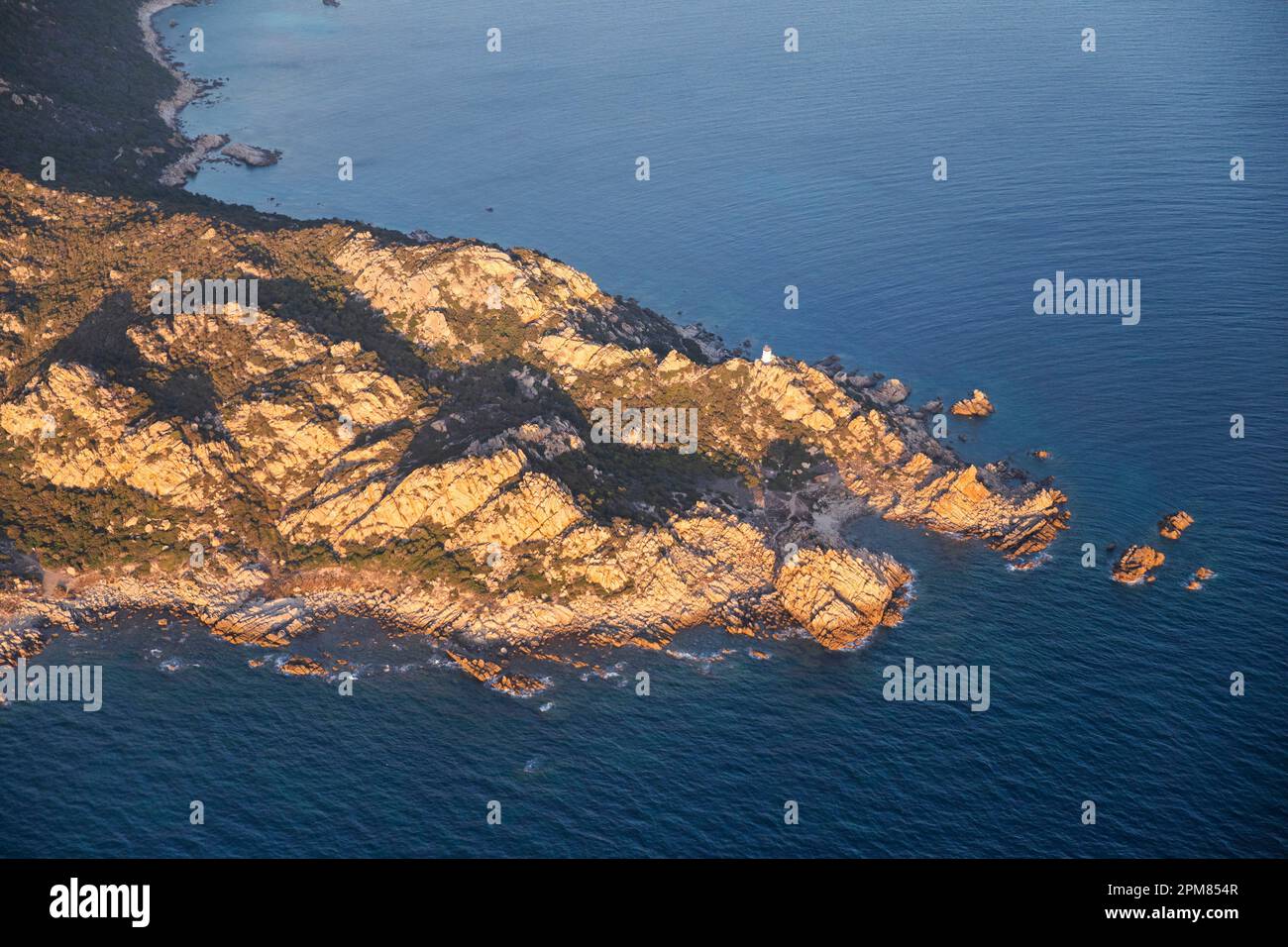 France, Corse du Sud, Phare de Capu di Muru (aerial view Stock Photo ...