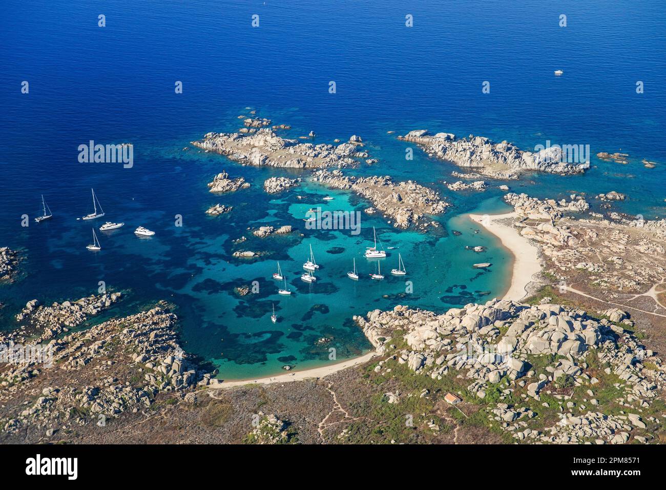 France, Corse du Sud, Bonifacio, Lavezzi Islands Nature Reserve (aerial ...