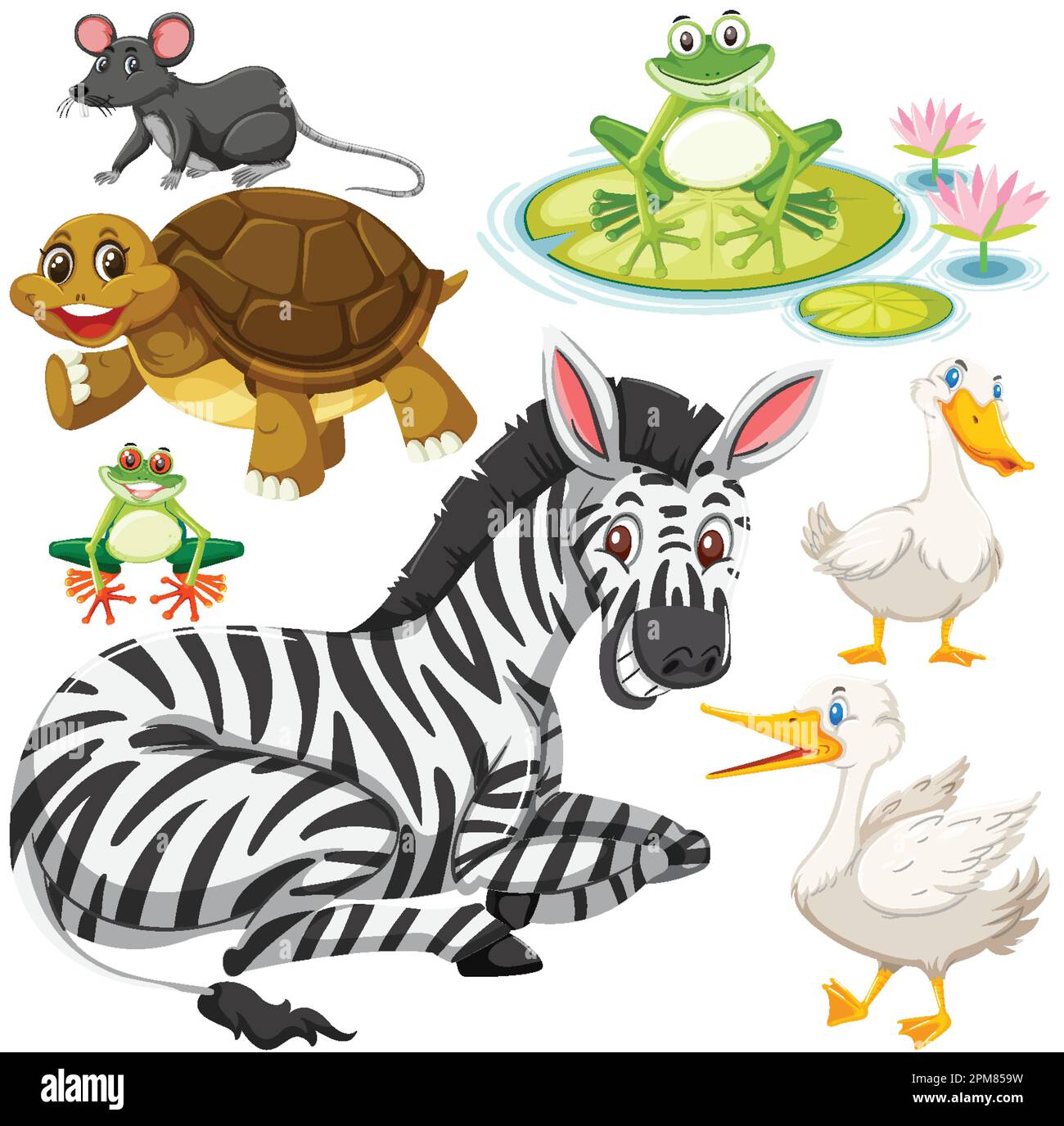 Set of cute wildlife cartoon character illustration Stock Vector Image ...