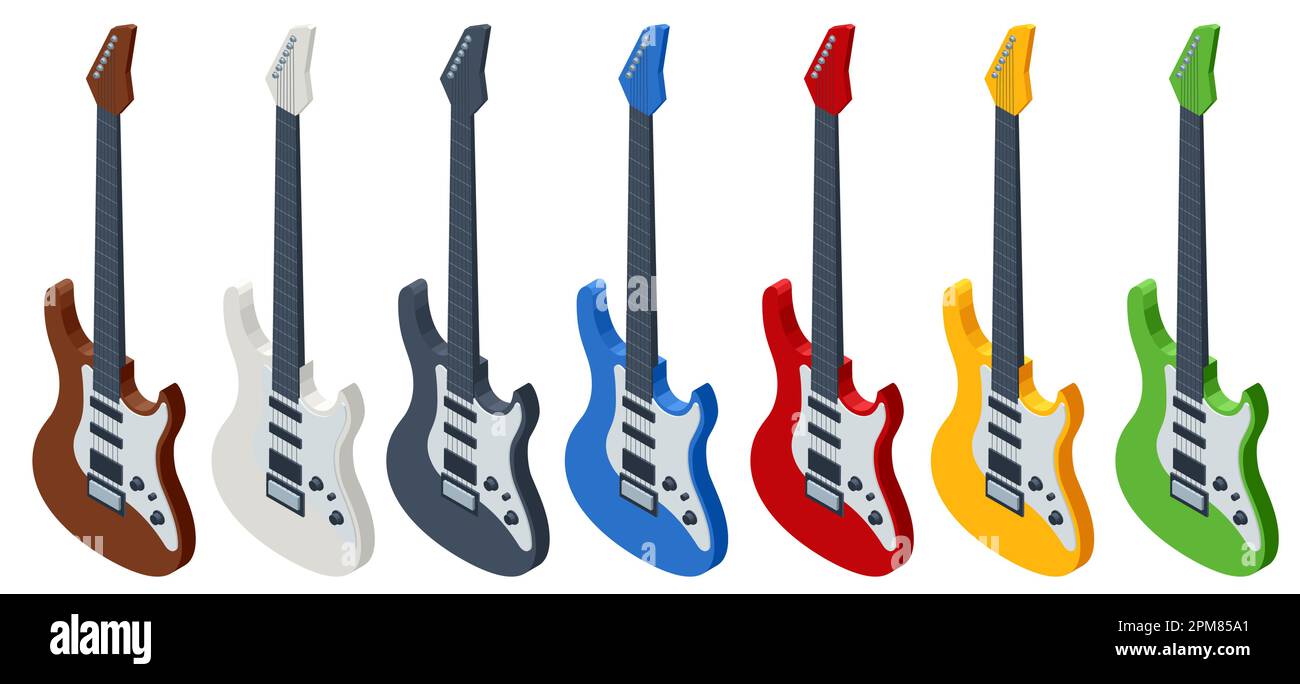 Isometric Realistic Electric Guitar. Acoustic and Electric Guitar ...