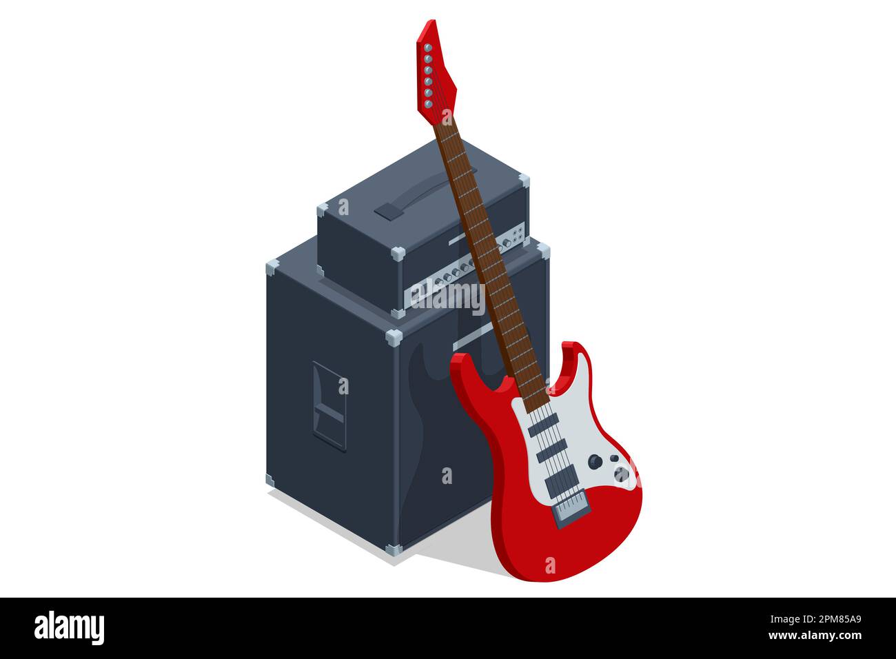 Isometric Realistic Electric Guitar. Acoustic and Electric Guitar ...