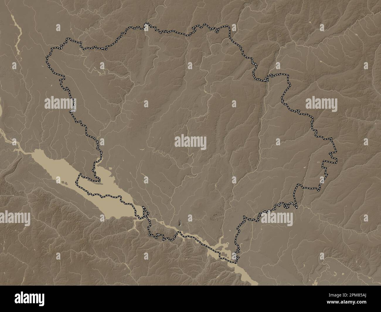 Poltava, region of Ukraine. Elevation map colored in sepia tones with ...