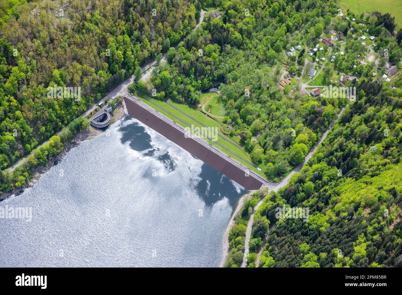 France, Haut Rhin, Wildenstein, Lake Kruth Wildenstein, the dam (aerial ...
