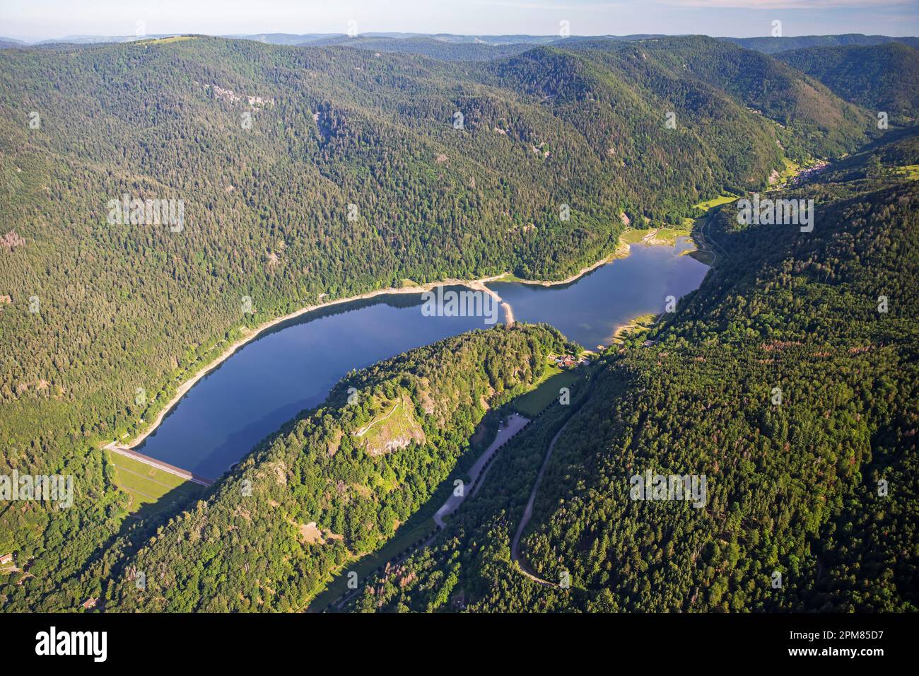 France, Haut Rhin, Wildenstein, Lake Kruth Wildenstein, the dam (aerial ...