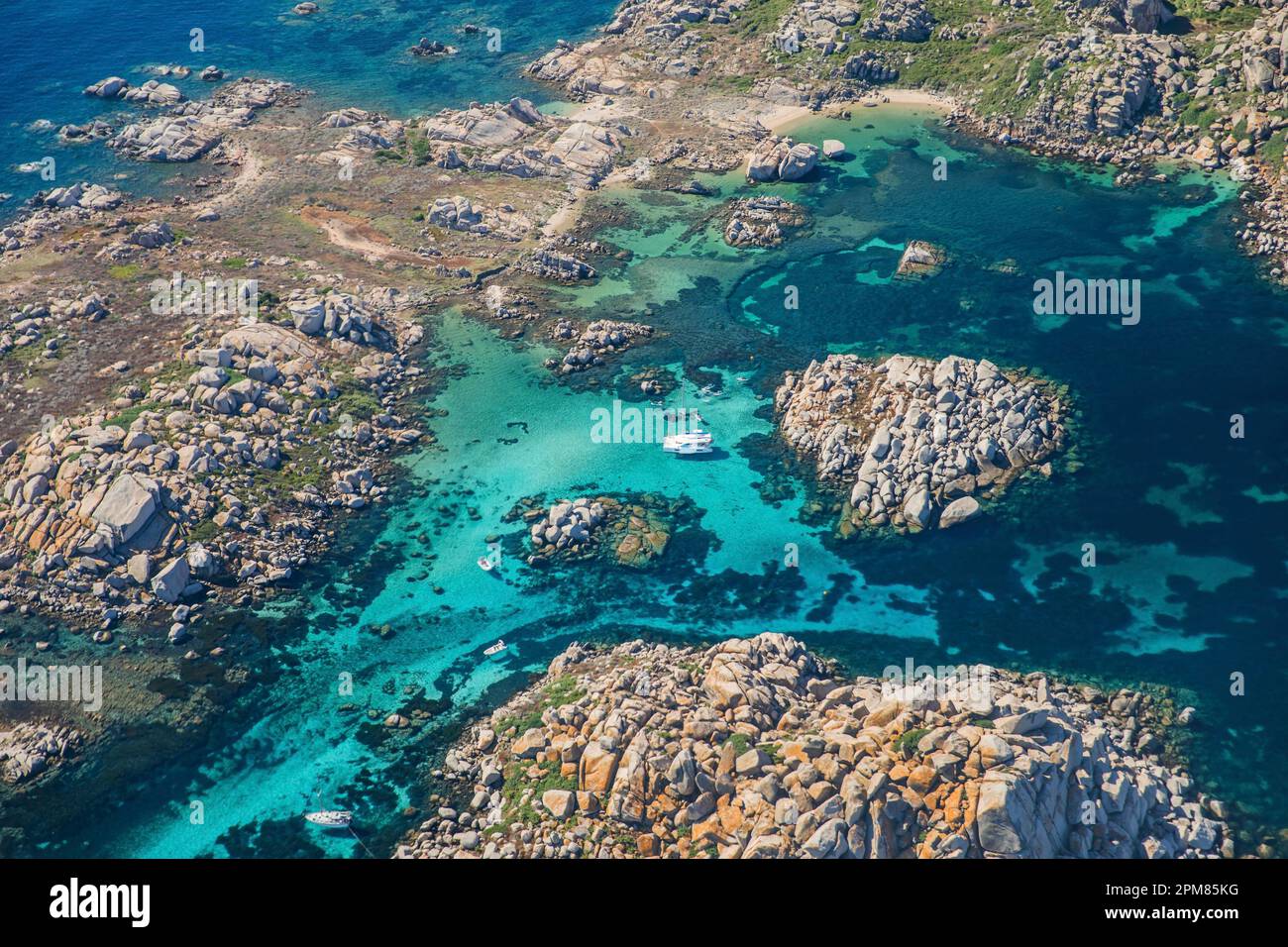 France, Corse du Sud, Bonifacio, Lavezzi Islands Nature Reserve (aerial ...