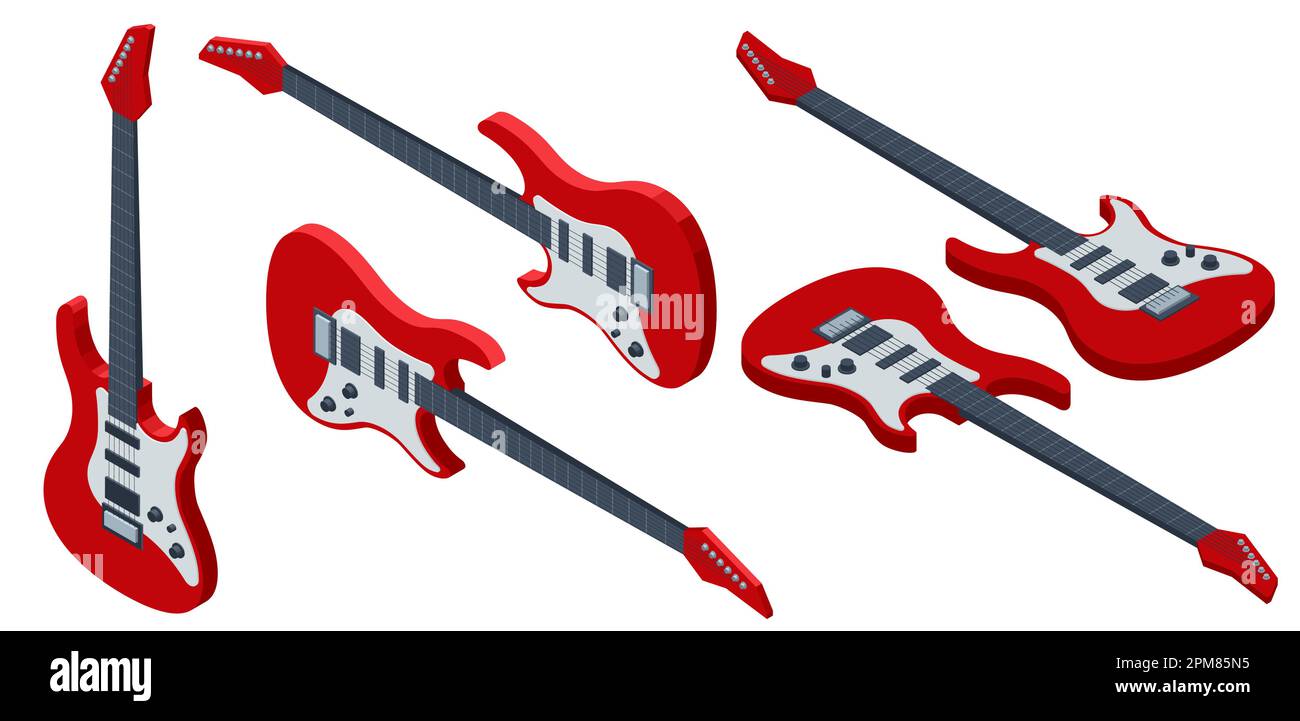 Isometric Realistic Electric Guitar. Acoustic and Electric Guitar ...