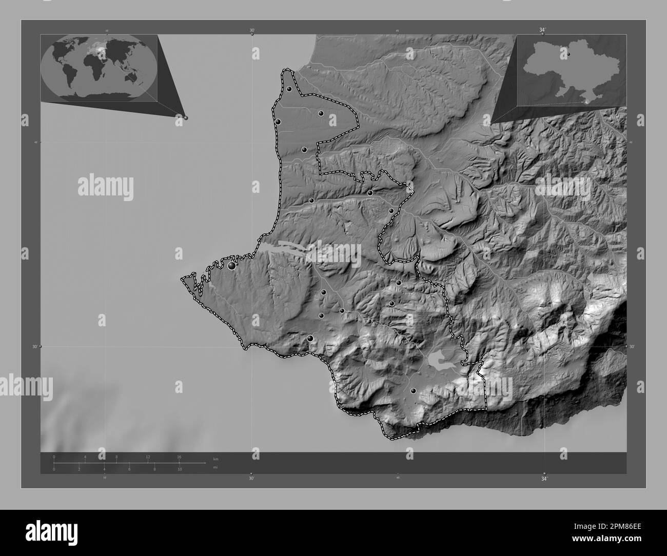 Sevastopol', autonomous republic of Ukraine. Bilevel elevation map with ...