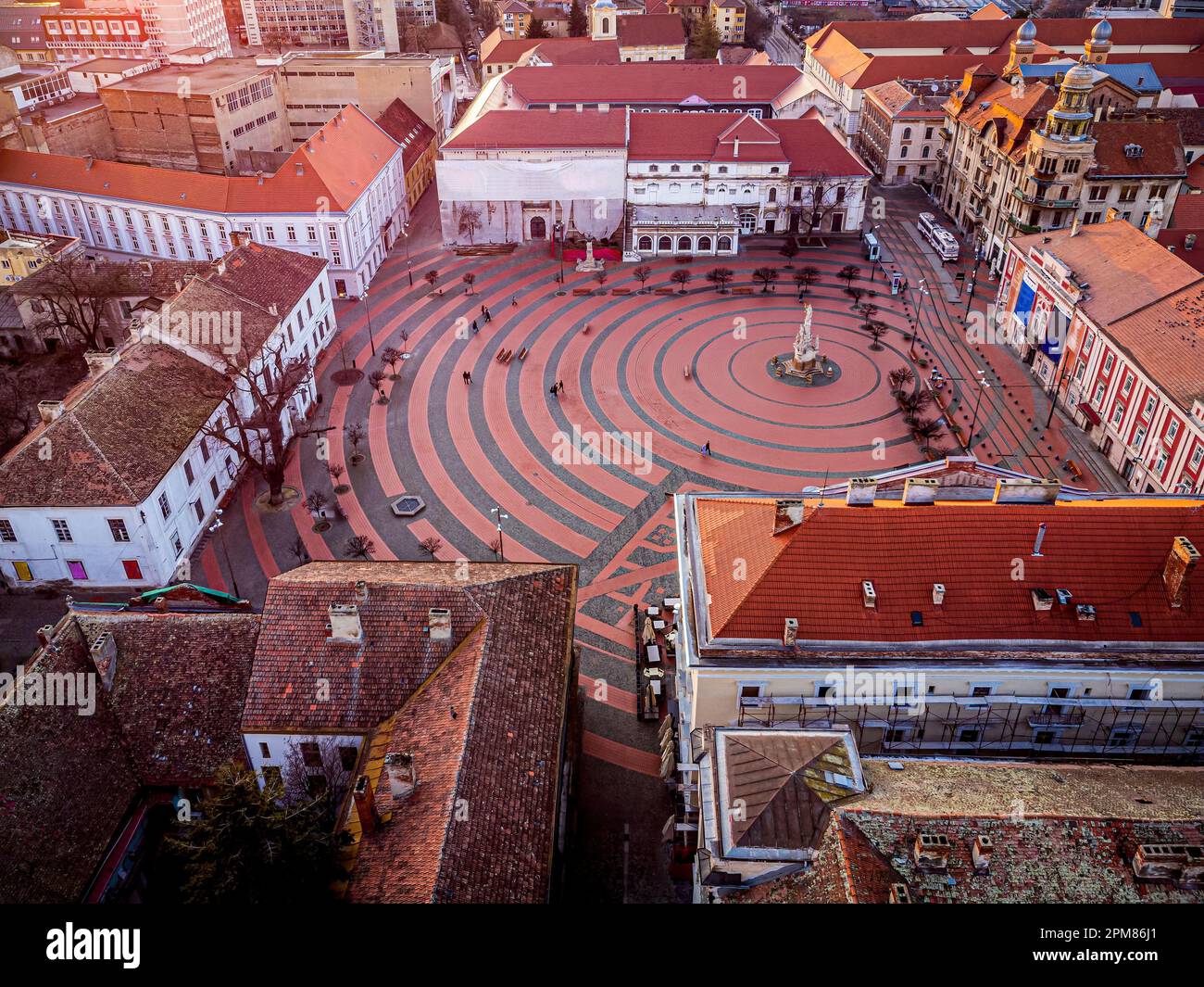 Liberty Square aerial view with the surrounding baroque style buildings ...