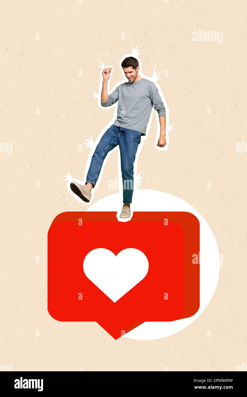 Composite designed artwork collage of youngster careless man famous ...