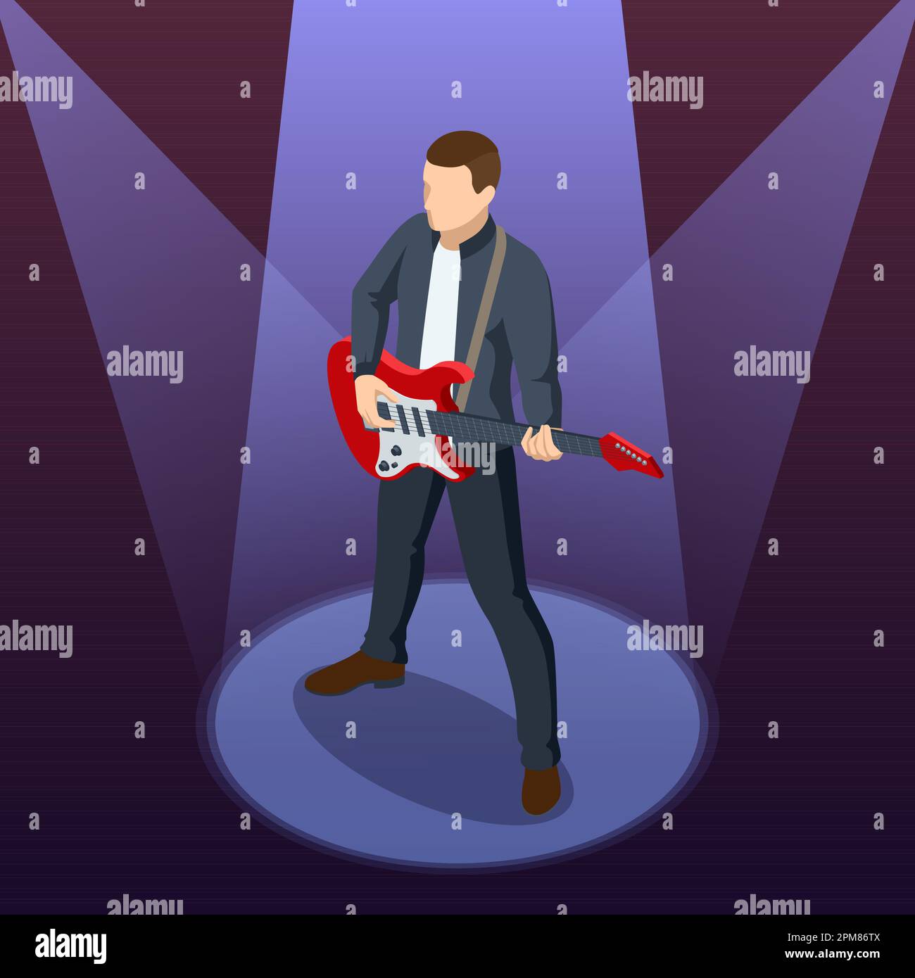 Isometric Realistic Electric Guitar. Man playing an electric guitar on ...